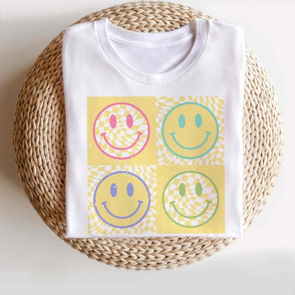 Tops | Retro Smiley Face Collage Graphic Tee | Poshmark